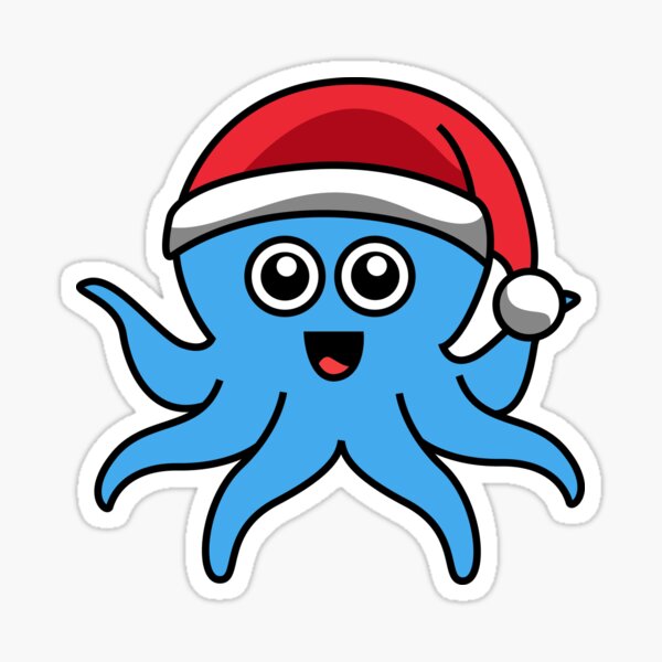 "Octopia-art Santa drawing" Sticker for Sale by Blondiabshop | Redbubble
