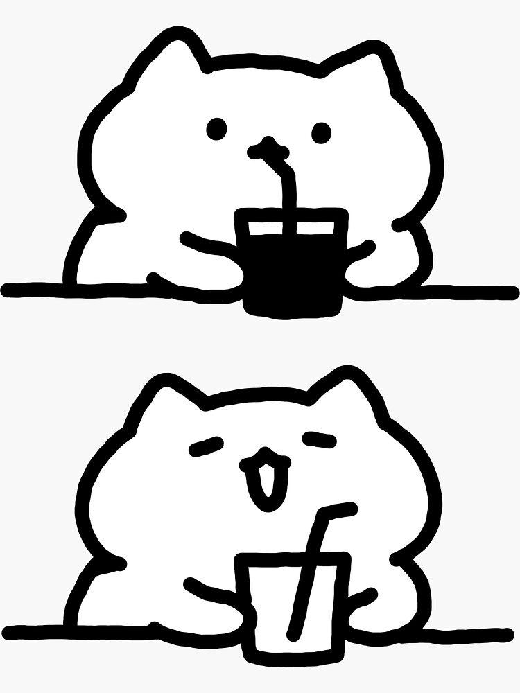 "cat drinking coffee" Sticker for Sale by dricstudio | Redbubble