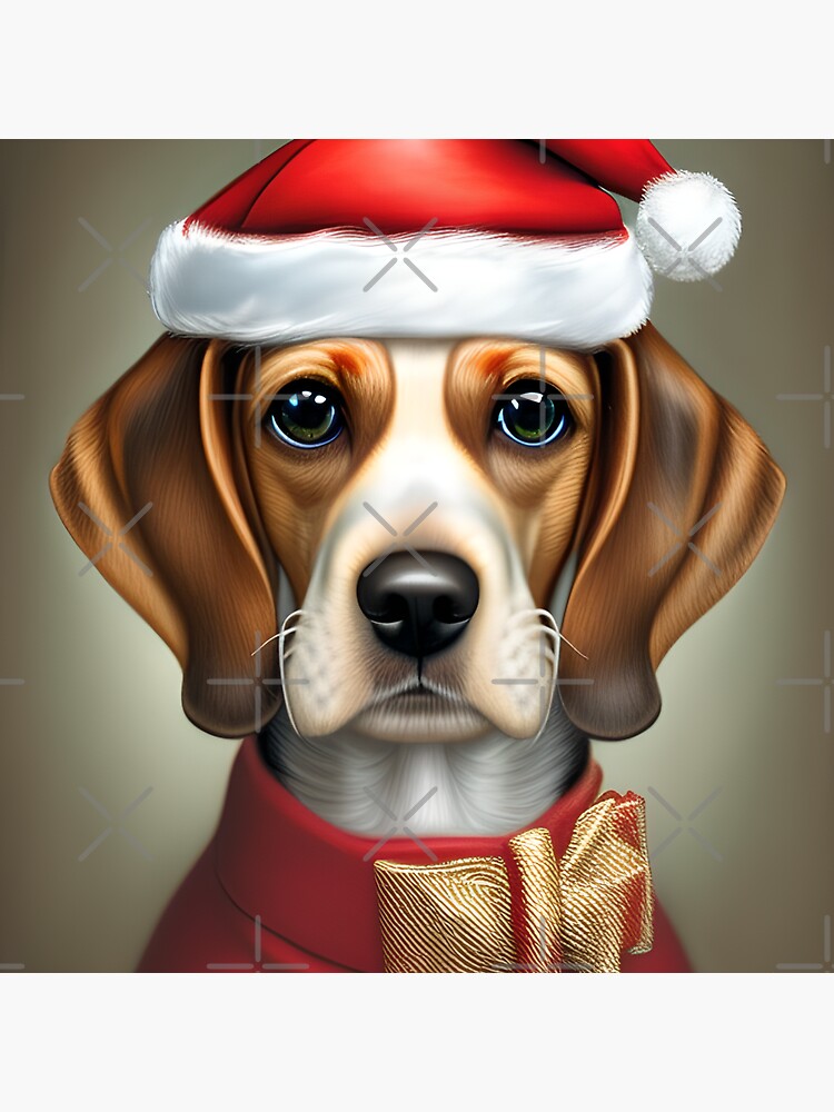 "Christmas Beagle Wearing A Santa Hat" Sticker for Sale by ZenEverAI ...