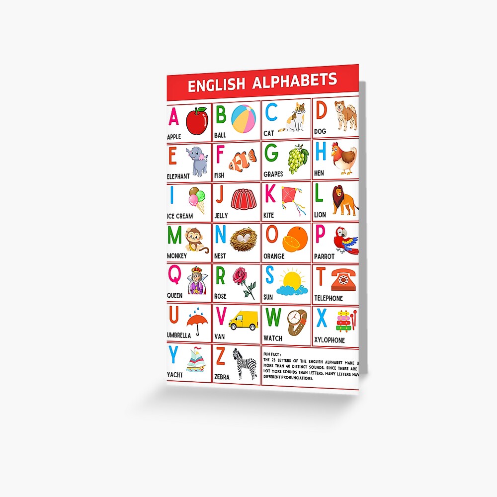 "English Alphabet Chart Illustration Design 26 Alphabets in English ...