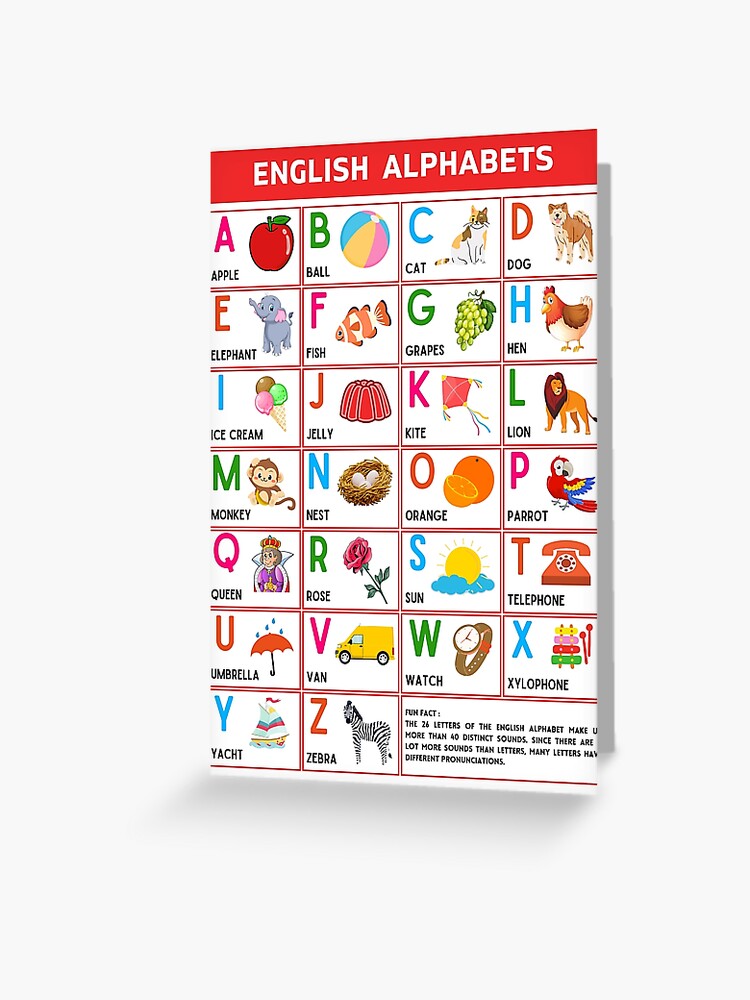"English Alphabet Chart Illustration Design 26 Alphabets in English ...