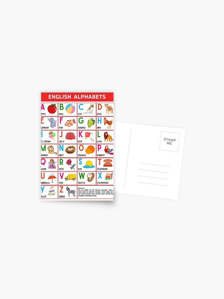 "English Alphabet Chart Illustration Design 26 Alphabets in English ...