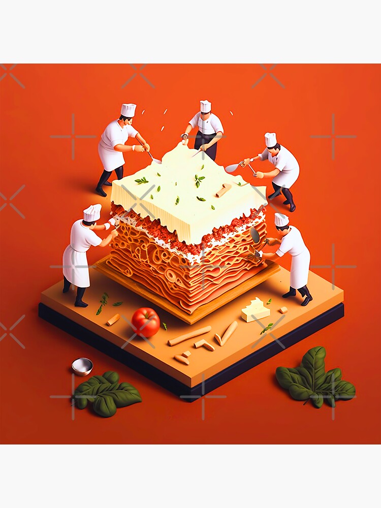 "Lasagna Mini-Chef" Sticker for Sale by Octane-Designs | Redbubble