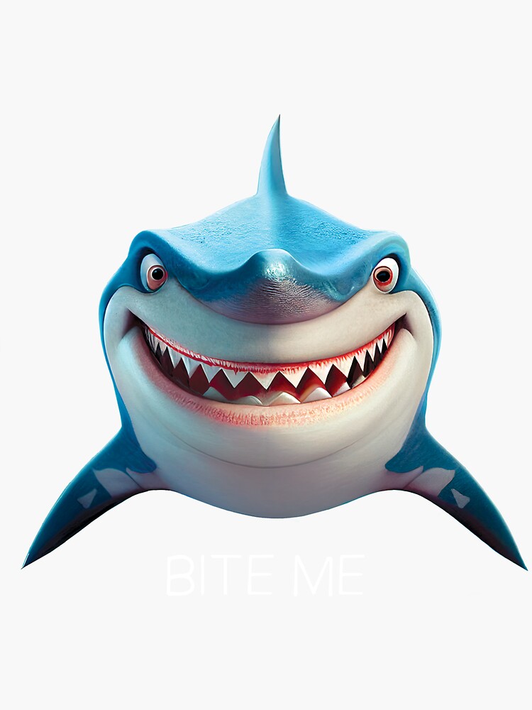 "Bite Me Shark in Cartoon Style" Sticker for Sale by Geminiartstudio ...