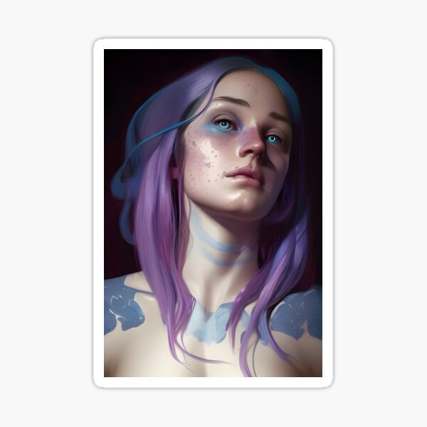 "Purple Enchantress (5) - Beautiful Magic Girl" Sticker for Sale by ...