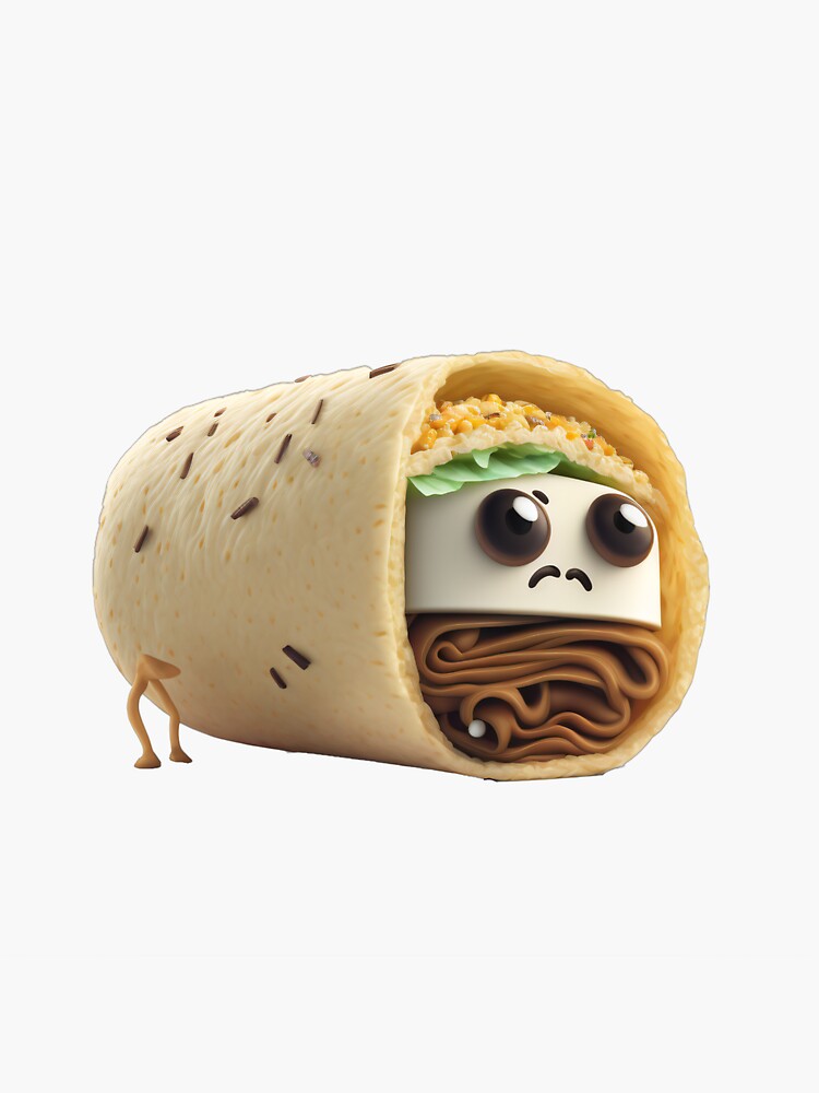 "Sad Burrito" Sticker for Sale by TranMuse | Redbubble