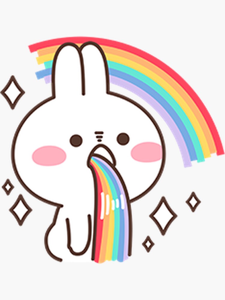 "Rainbow Rabbit Cute Animated " Sticker for Sale by horseford76 | Redbubble