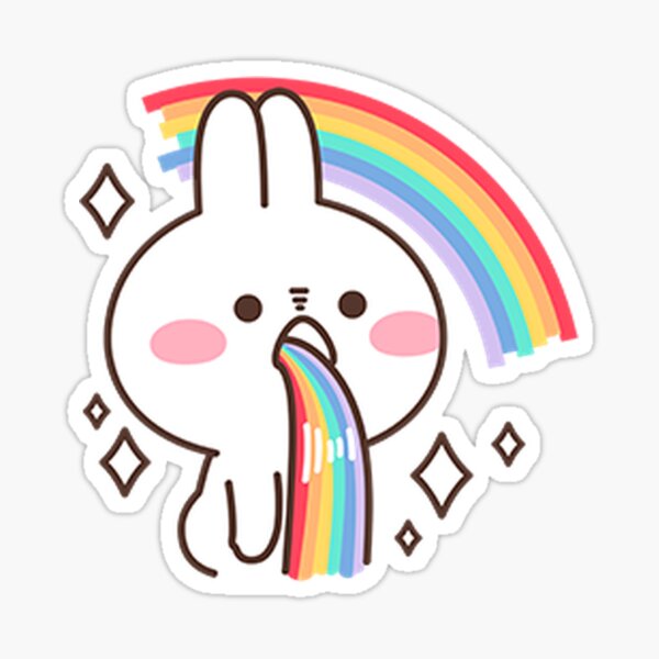 "Rainbow Rabbit Cute Animated " Sticker for Sale by horseford76 | Redbubble