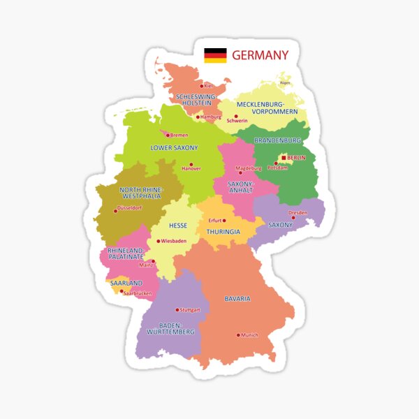 "Administrative map of Germany" Sticker for Sale by alijun | Redbubble