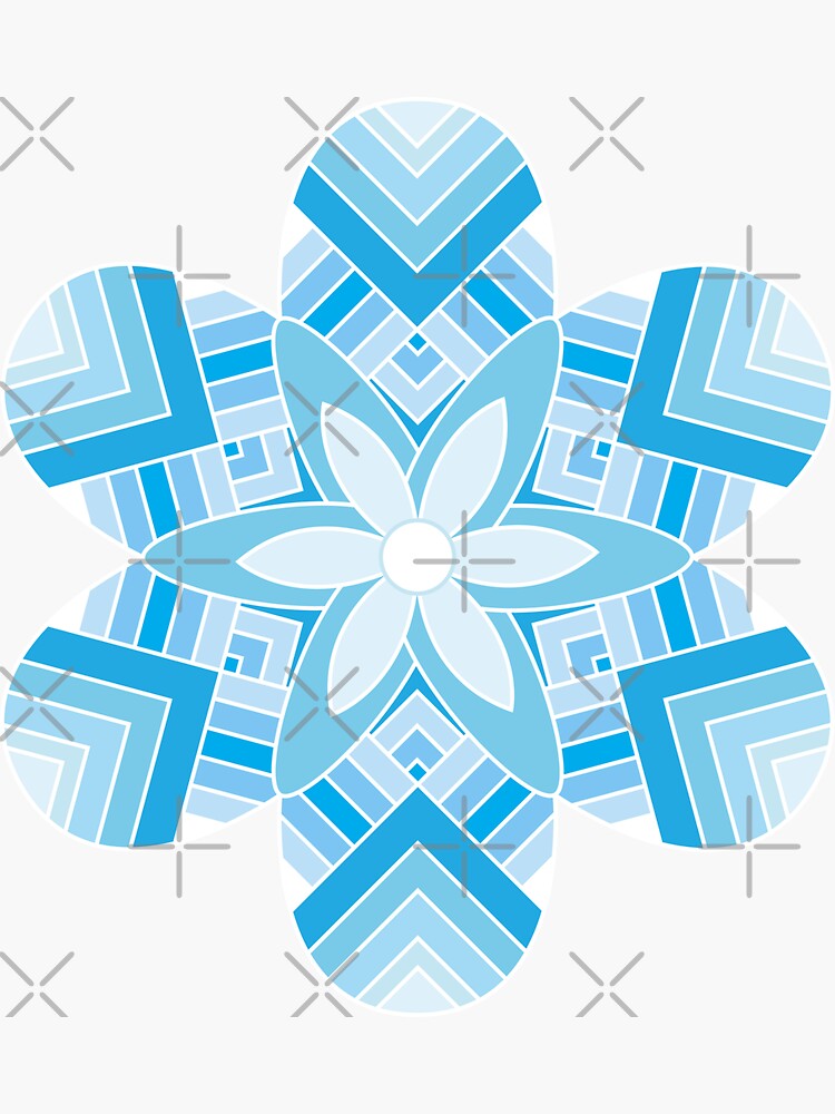 "Icy Blue Winter Snowflake Round Leaf Pattern" Sticker for Sale by ...