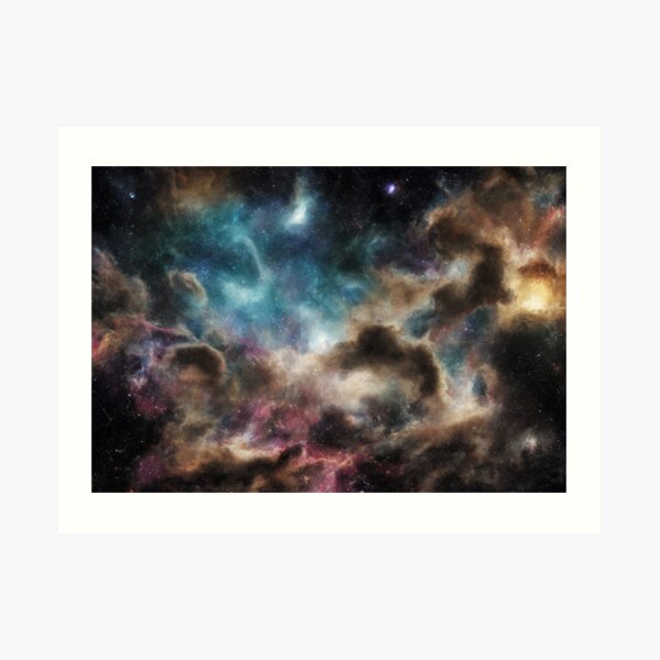 "Detailed landscape painting of galactic outer space featuring stars ...