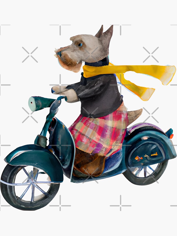 "Scotty with a scarf, Scotty on a scooter, Watercolor Scottish Terrier ...