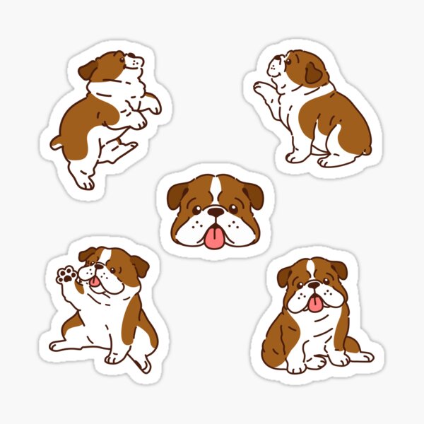 "English Bulldog Set (dark brown)" Sticker for Sale by youmiichi ...