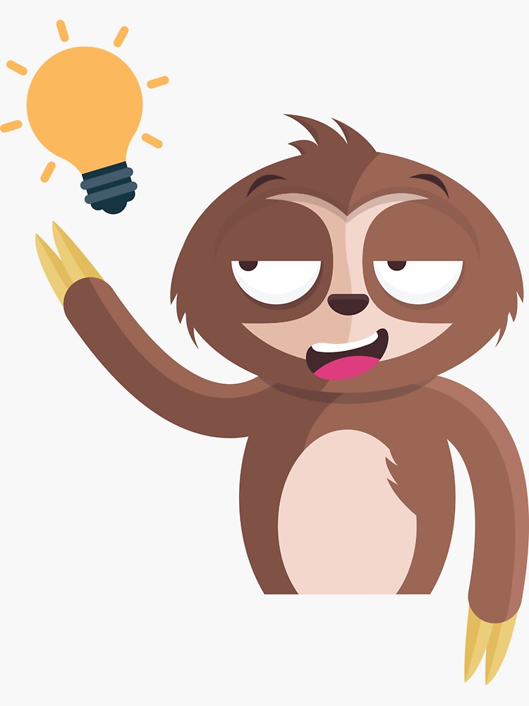 "Funny Cute Smart sloth Get Idea Stack Sticker" Sticker for Sale by ...