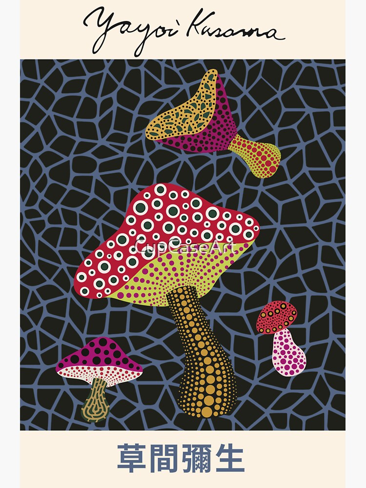 "Yayoi Kusama Mushroom Illustration Design, Yayoi Kusama Canvas, Yayoi ...