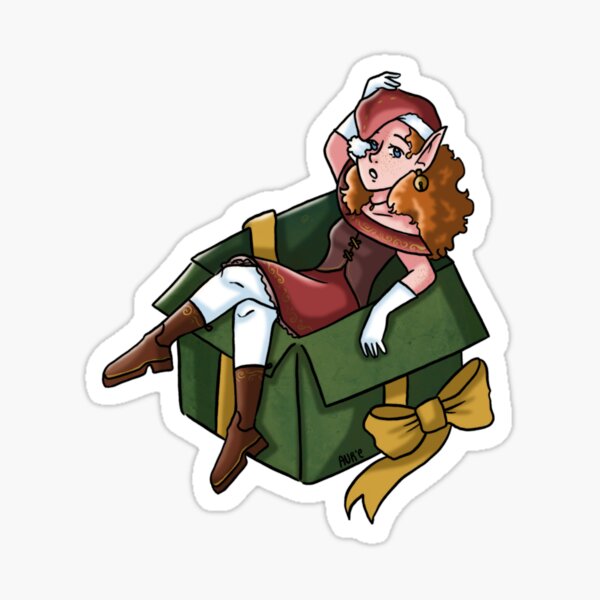 "The red hair pixie as a gift (with white outline)" Sticker for Sale by ...