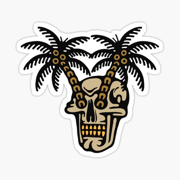 "Traditional tattoo flash skull with palms" Sticker for Sale by xcosmax ...