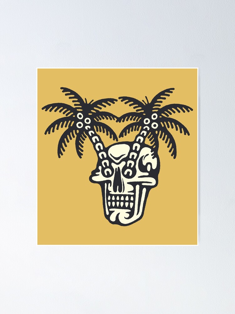 "Traditional tattoo flash skull with palms" Poster for Sale by xcosmax ...