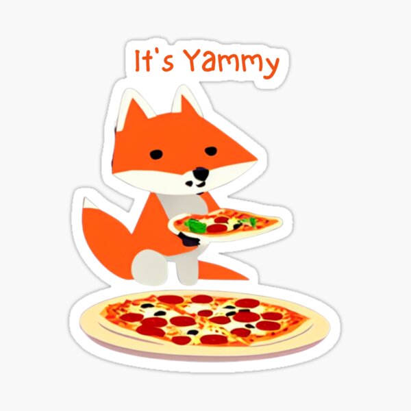 "Cute fox eating pizza, " Sticker for Sale by CreatedByTara | Redbubble