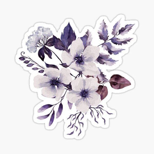 "Watercolor Violet Purple Flowers #10" Sticker for Sale by Pavnud ...