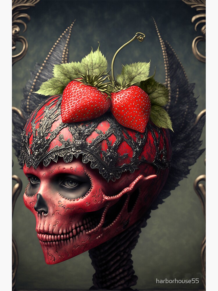"Strawberry Gothic Skull" Sticker for Sale by harborhouse55 | Redbubble