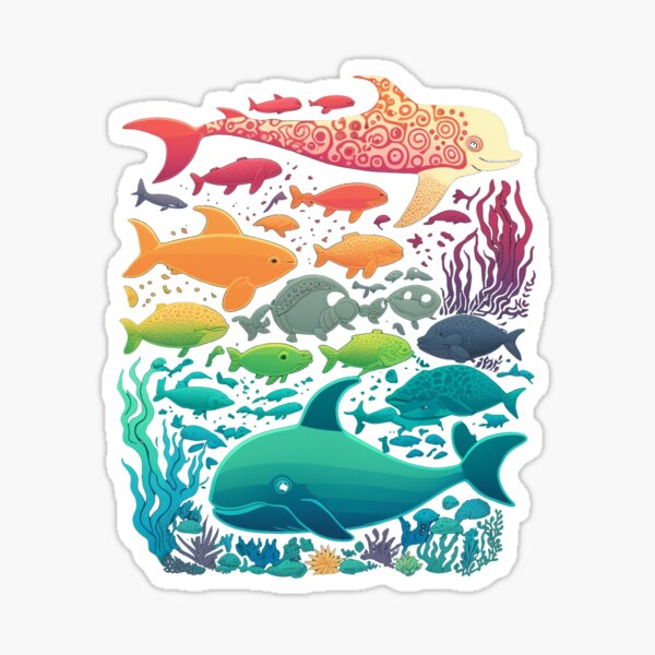 "Aquatic Creatures" Sticker for Sale by TheSamuraiCat | Redbubble