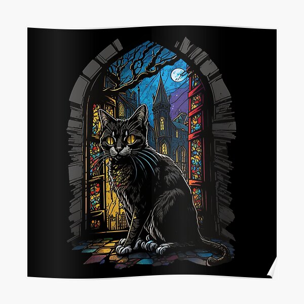 "Stained Glass Outcast Cat" Poster for Sale by 9LivesCats | Redbubble