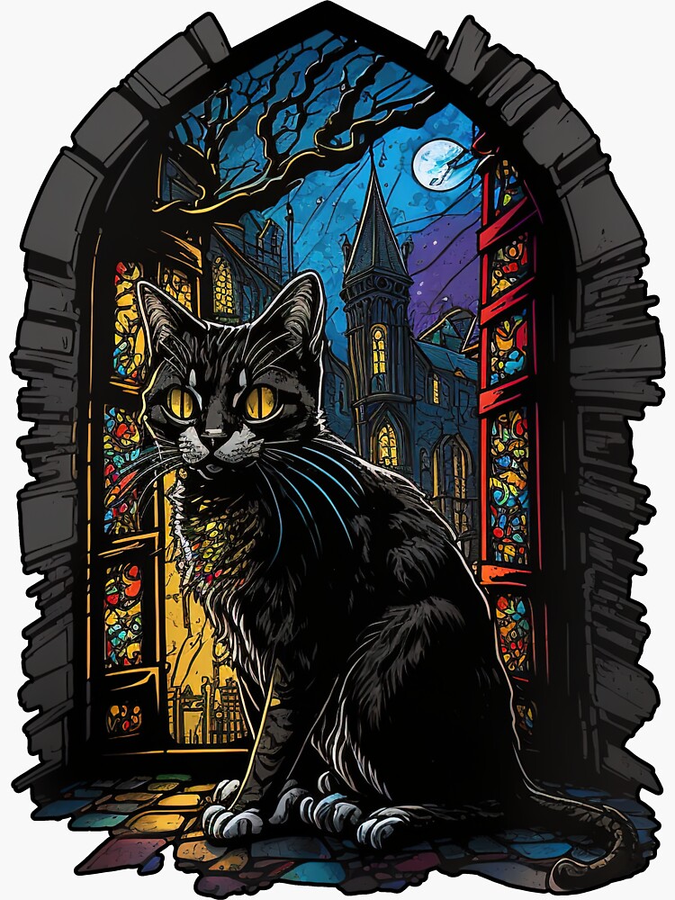 "Stained Glass Outcast Cat" Sticker for Sale by 9LivesCats | Redbubble