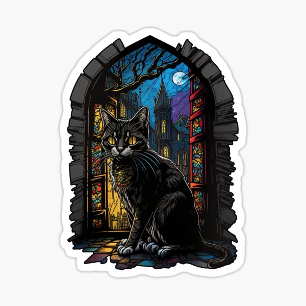 "Stained Glass Outcast Cat" Sticker for Sale by 9LivesCats | Redbubble