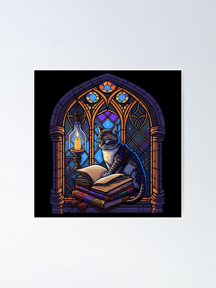 "Stained Glass Arcane Cat" Poster for Sale by 9LivesCats | Redbubble