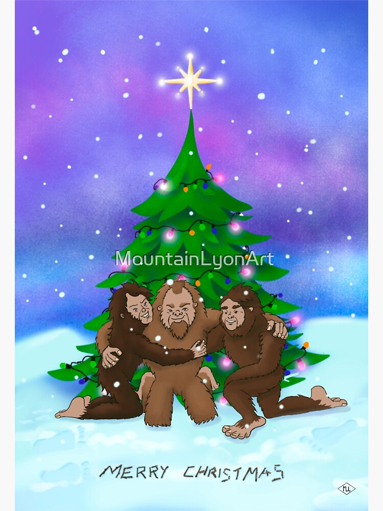 "Sasquatch family Christmas" Sticker for Sale by MountainLyonArt ...
