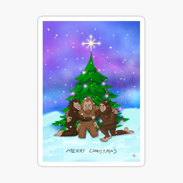 "Sasquatch family Christmas" Sticker for Sale by MountainLyonArt ...