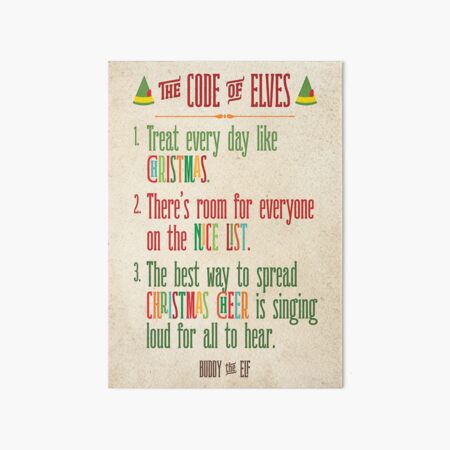 "Buddy the Elf! The Code of Elves" Art Board Print by noondaydesign ...