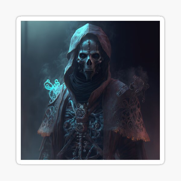 "A futuristic enhanced necromancer - Darkness" Sticker for Sale by ...