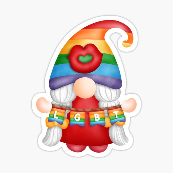 "Pride LGBT rainbow gnome girl 3" Sticker for Sale by TasimaDesign ...