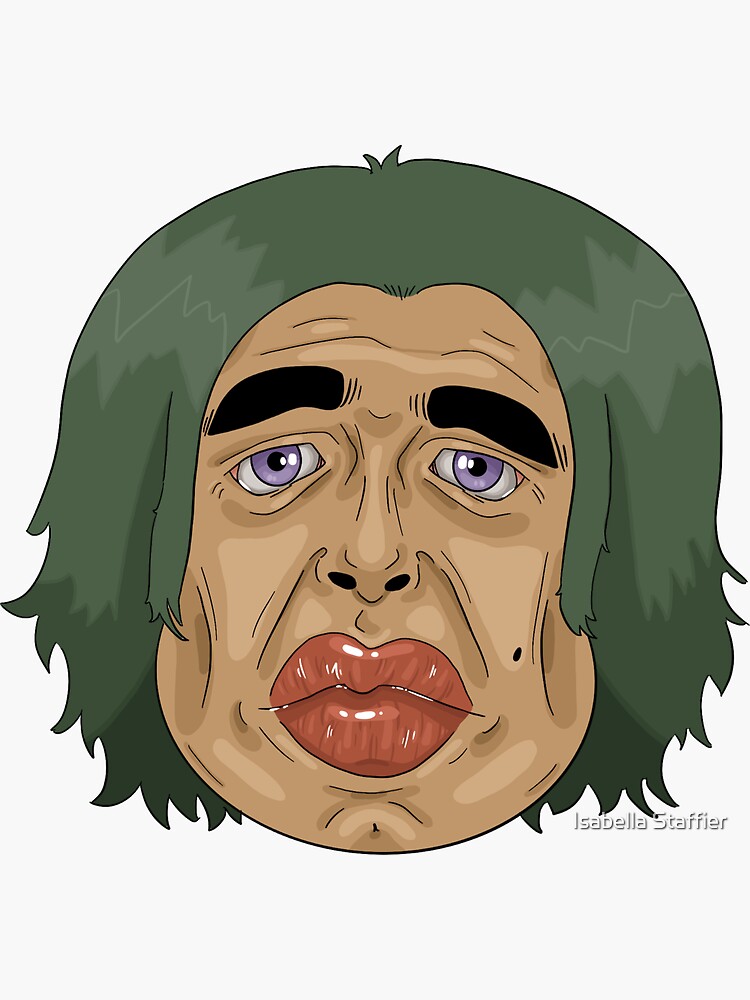 "Masc Lady with Big Lips and Green Hair" Sticker for Sale by ...