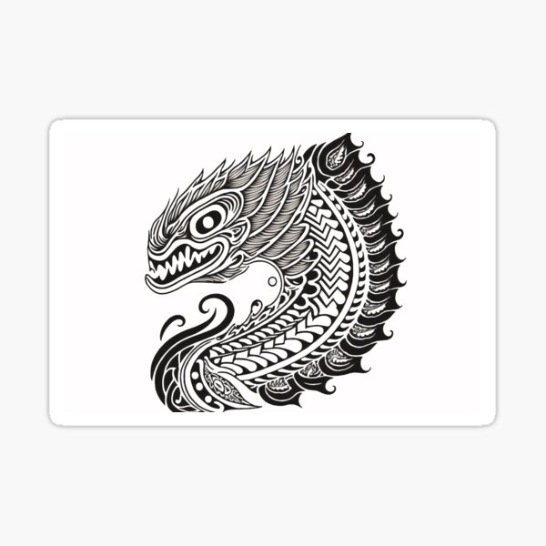 Pegatina «Taniwha para colorear para adultos al estilo polinesio ...
