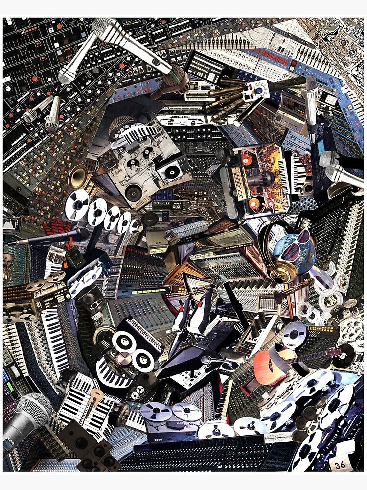 "Analogue Technodelic, Sound Engineering Collage" Poster by worn ...