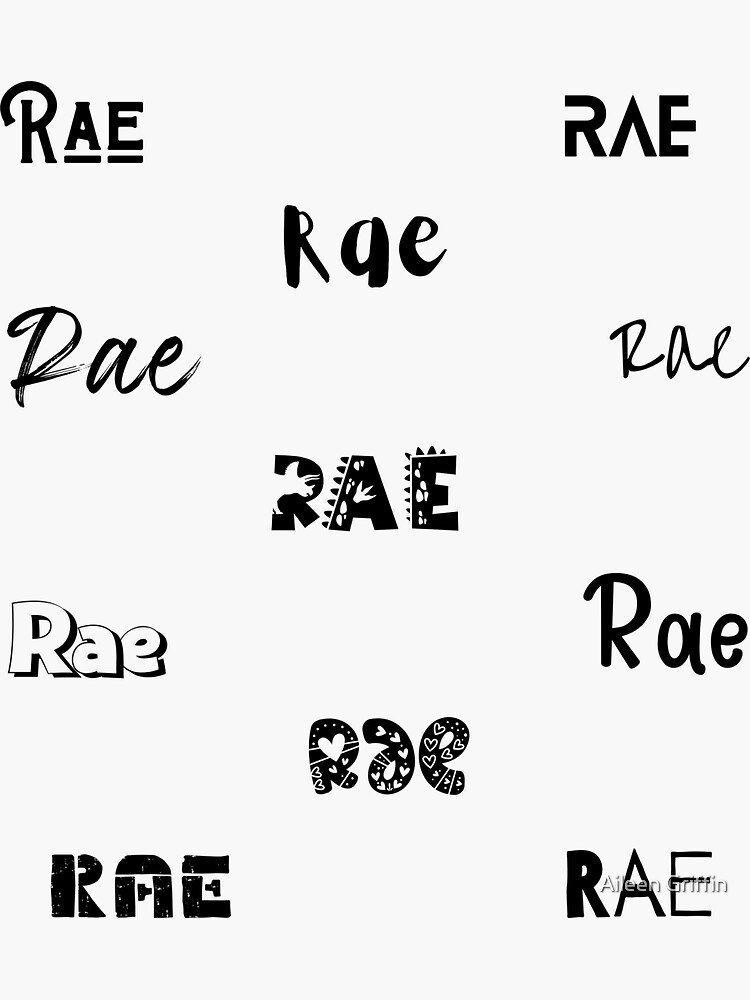 "Rae In 10 different fonts" Sticker for Sale by magleen | Redbubble