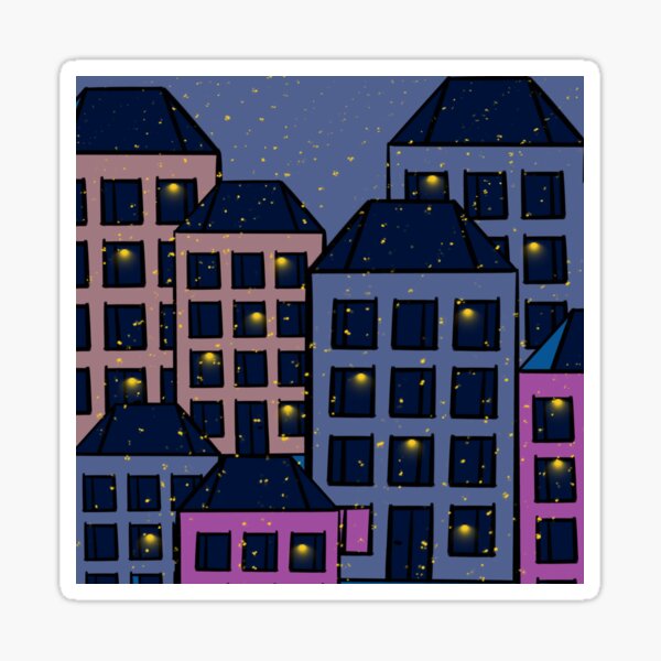 "House building city stars blue sky stars " Sticker for Sale by ...