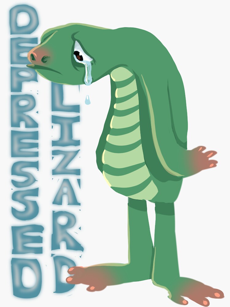 "Depressed Lizard" Sticker for Sale by Rubscadoodle | Redbubble