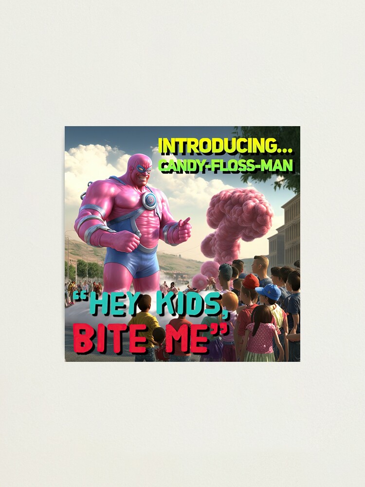 Lámina fotográfica «Candy-floss-man muérdeme a los niños presentando al ...