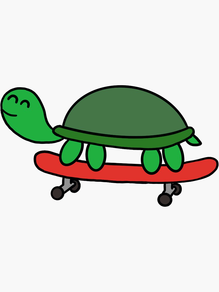 "Turtle Riding a Skateboard" Sticker for Sale by kathdunn | Redbubble