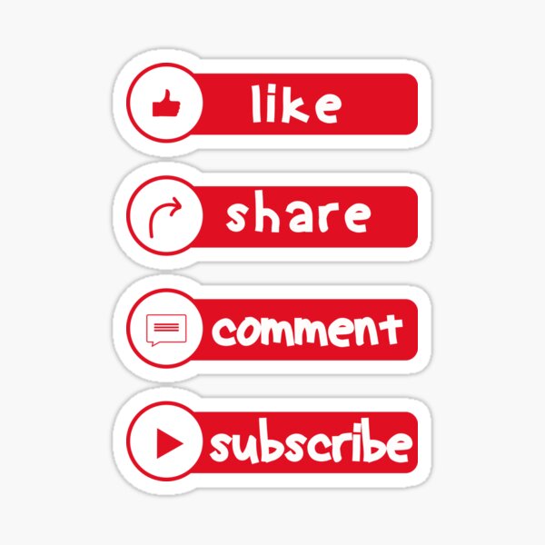 "like share comment subscribe funny Social media" Sticker for Sale by ...