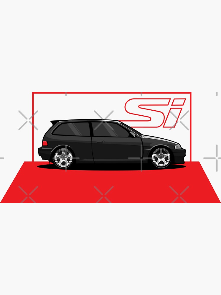 "Honda Civic Si Classic illustration" Sticker for Sale by blackdogshop ...
