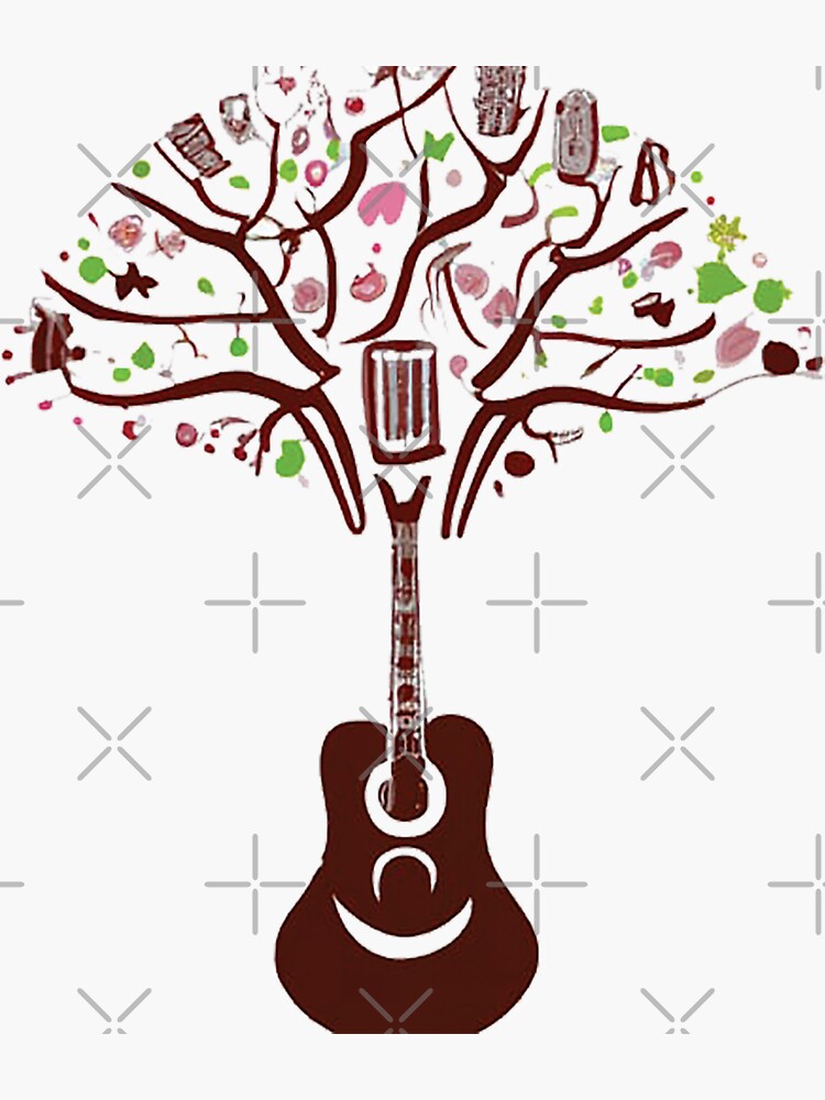 "Acoustic Guitar Tree Of Life Guitar Player Nature Guitarist" Sticker ...