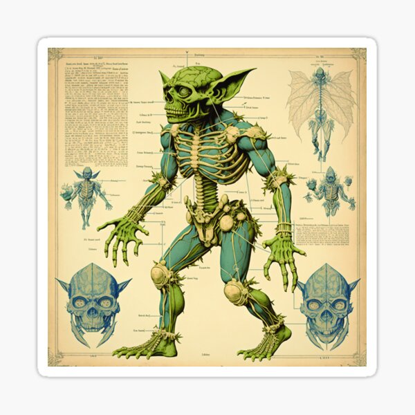"Anatomical Goblin Blueprint Fantasy Page" Sticker for Sale by Itis ...