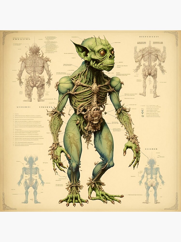 "Anatomical Goblin Blueprint Fantasy Page" Sticker for Sale by Itis ...