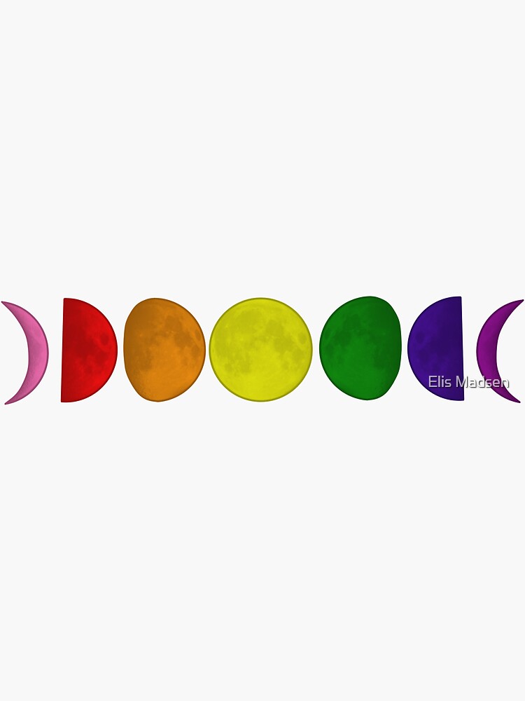 "Rainbow Moon Phases" Sticker for Sale by KEMadsen | Redbubble