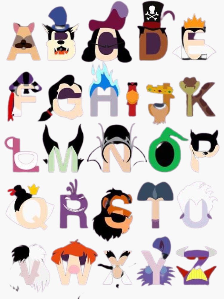 "Villain Letter Abcs Costume Boys Matching Evil Alphabet Lore" Sticker ...